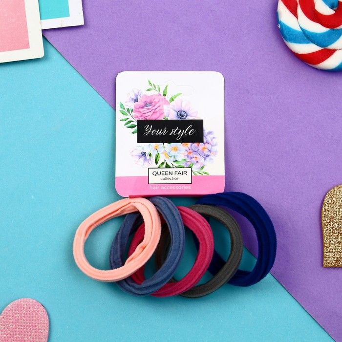 Резинка для волос "Спорт стайл" (набор 5 шт) линии, 4 см, классика ...