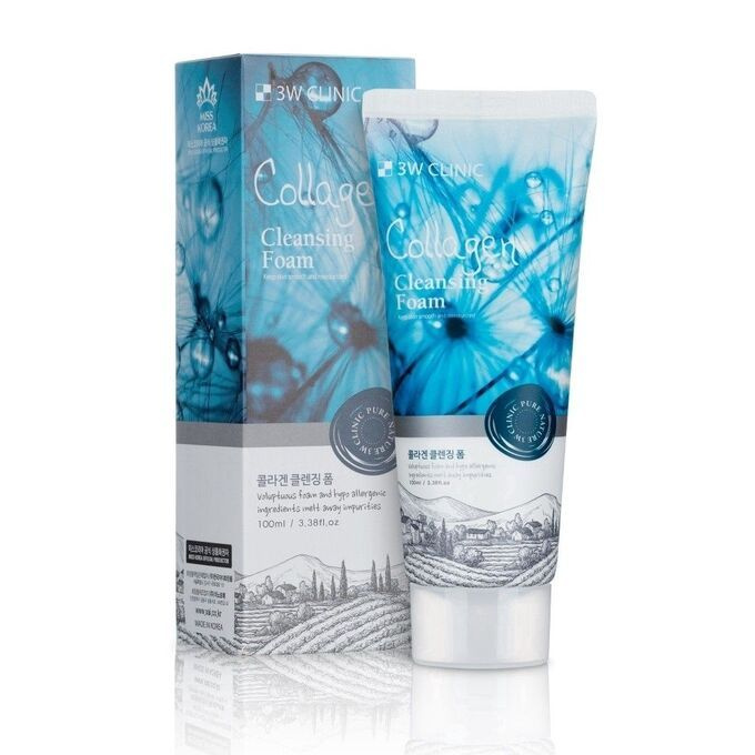 Очищающая пенка для умывания с коллагеном 3W Clinic Collagen Foam ...