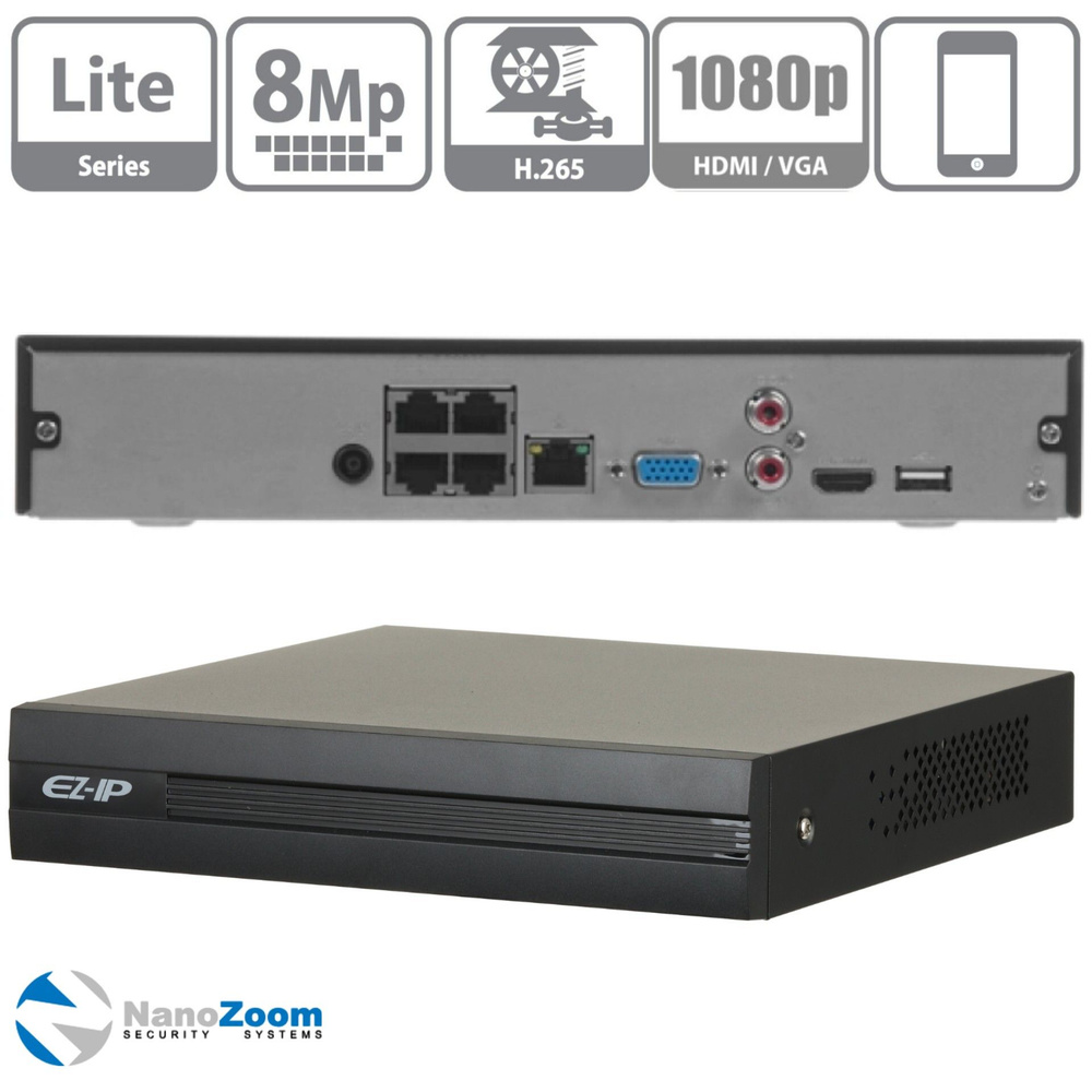 EZ-IP EZ-NVR1B04HS-4P/H - видеорегистратор для видеонаблюдения IP, NVR ...