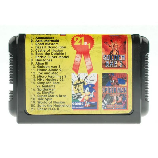 Игровой картридж 16 бит 21в1 (Super Mario Bros., Flintstones, SpiderMan ...