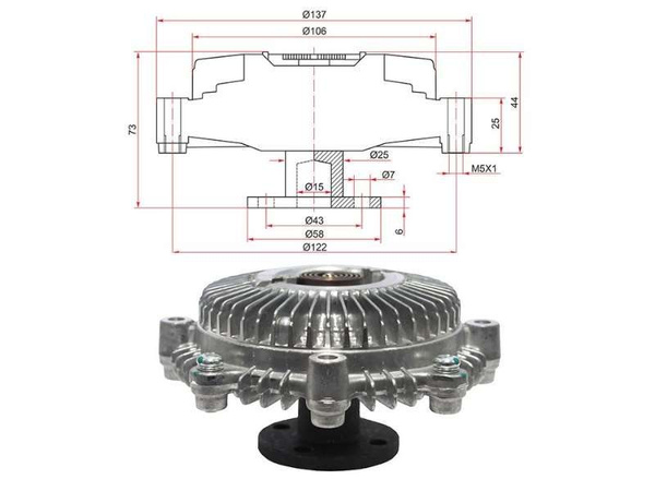 Вискомуфта TOYOTA TOWNACE,DYNA,HIACE,HILUX,2Y# SAT ST-16210-73010 ...