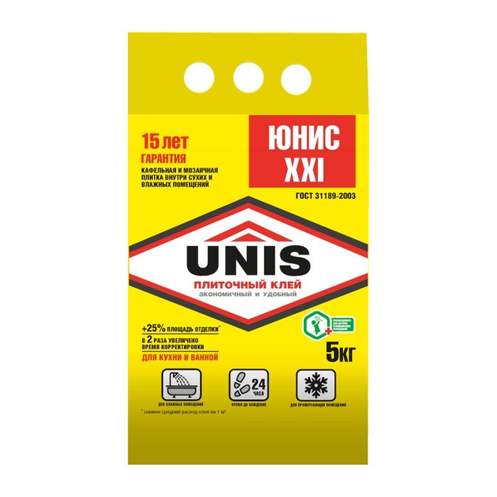 Клей для плитки Unis Клей плиточный XXI (5 кг) купить по низкой цене в ...