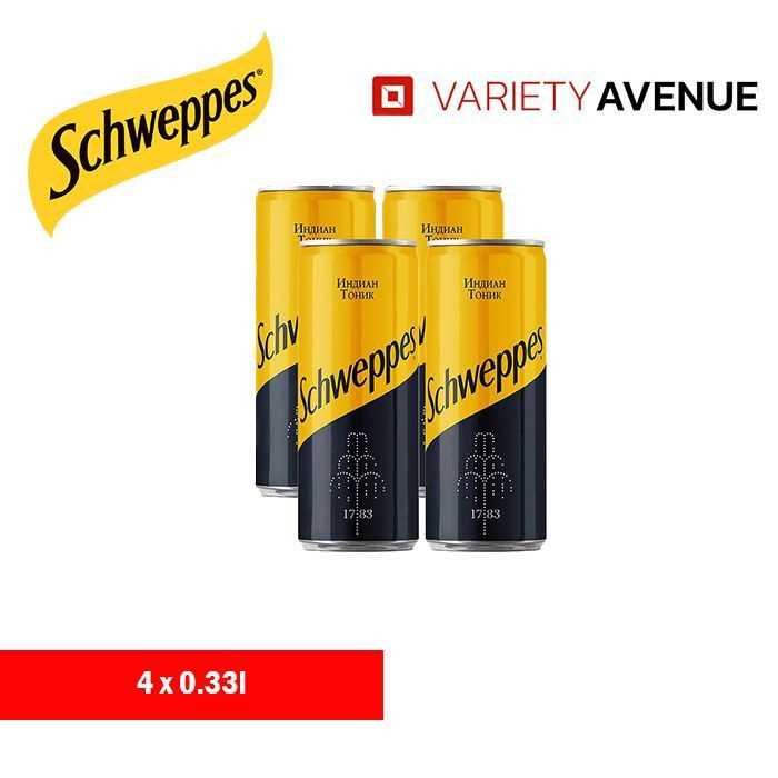 Schweppes(швепс) индиан тоник 0.33л 4 банки газированный напиток ...