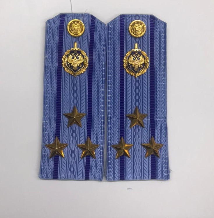 Погоны ФСБ голубые на рубашку, звание Полковник 14х5см картон - купить ...