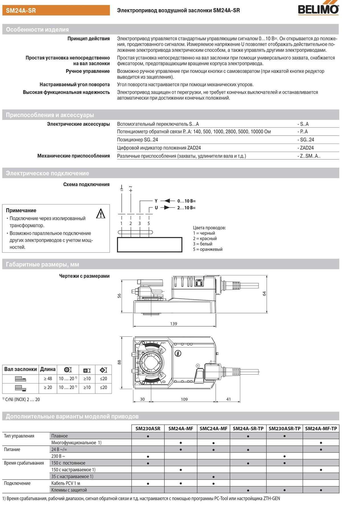 Электропривод BELIMO SM24A-SR-TP - купить по выгодной цене в интернет ...