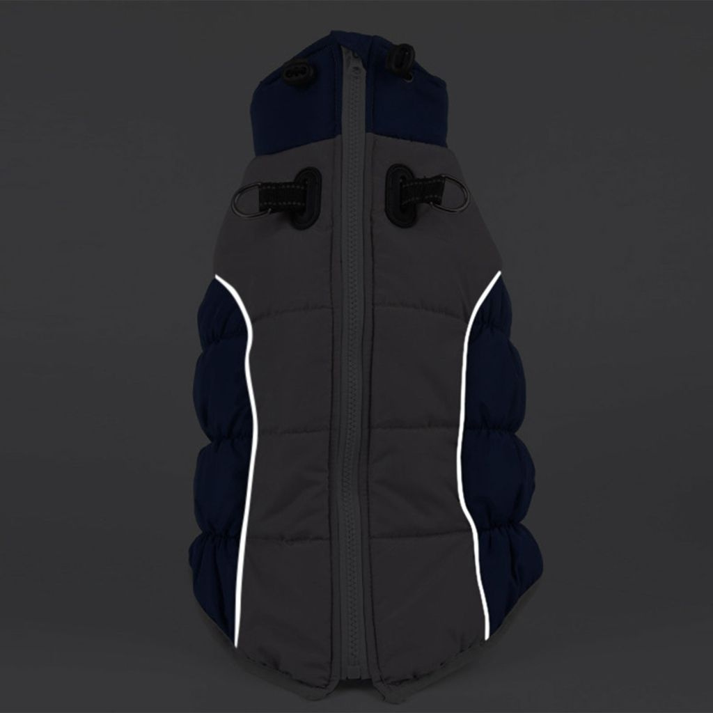 Зимняя одежда для собак теплые хлопчатобумажные куртки с турниром, отражающая полоса, красный ...