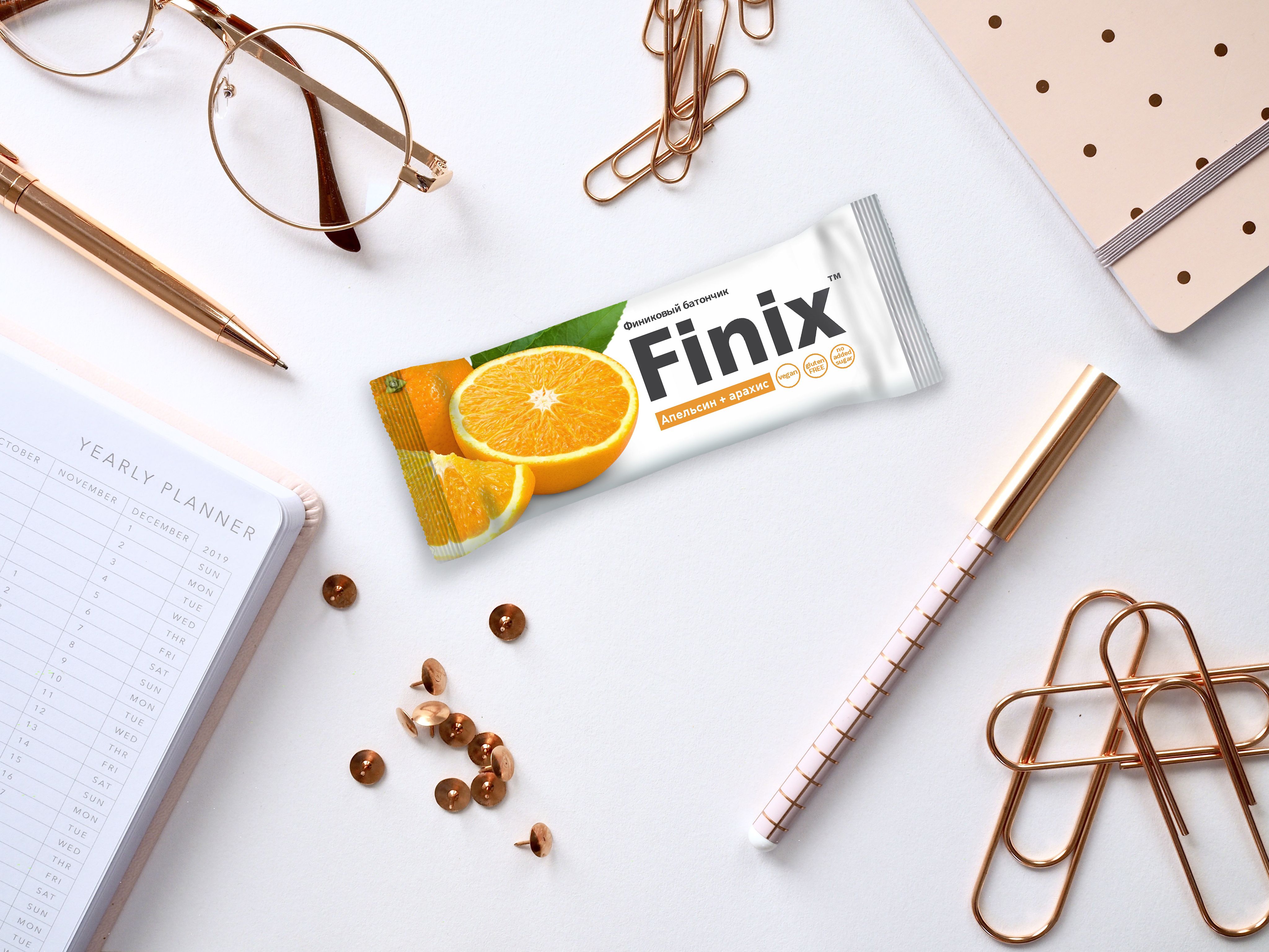 Финиковый батончик "Finix" с арахисом и апельсином 24 шт по 30 г ...