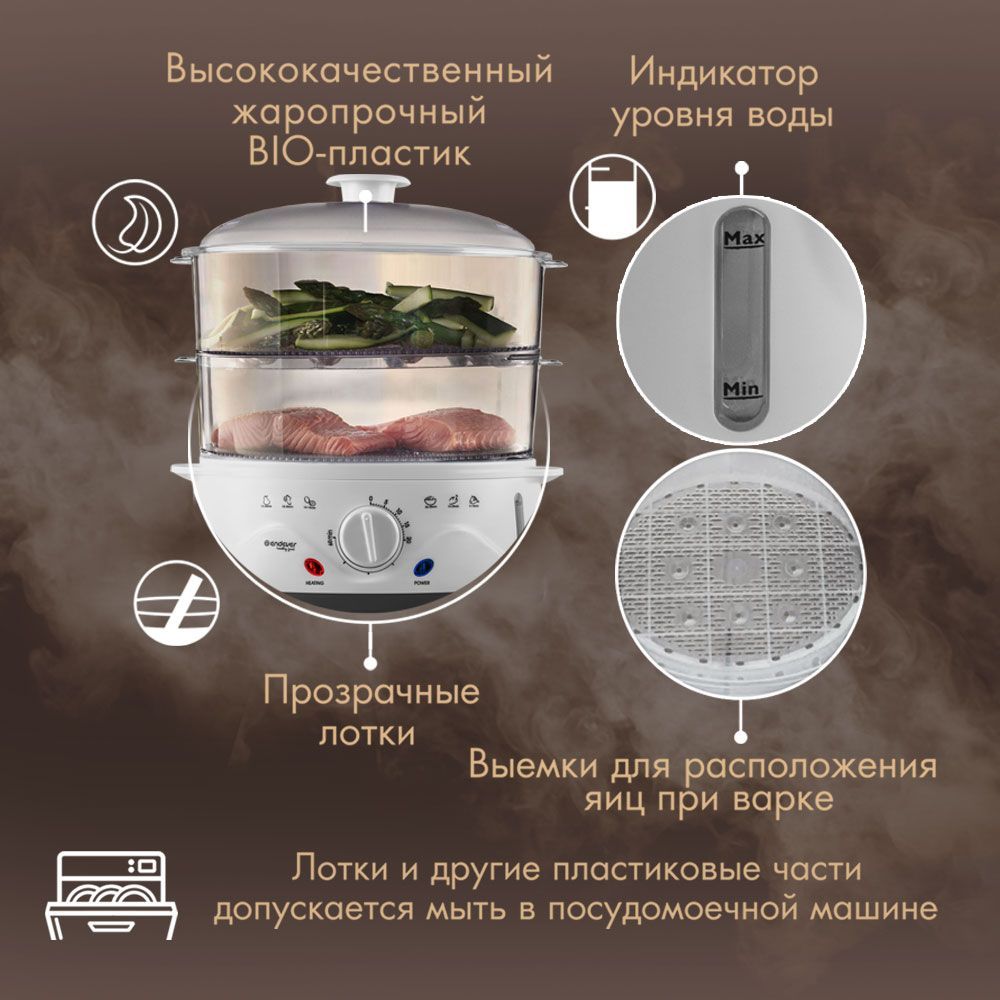 Пароварка электрическая Endever Vita 176, vita-176, 2 чаши с ...
