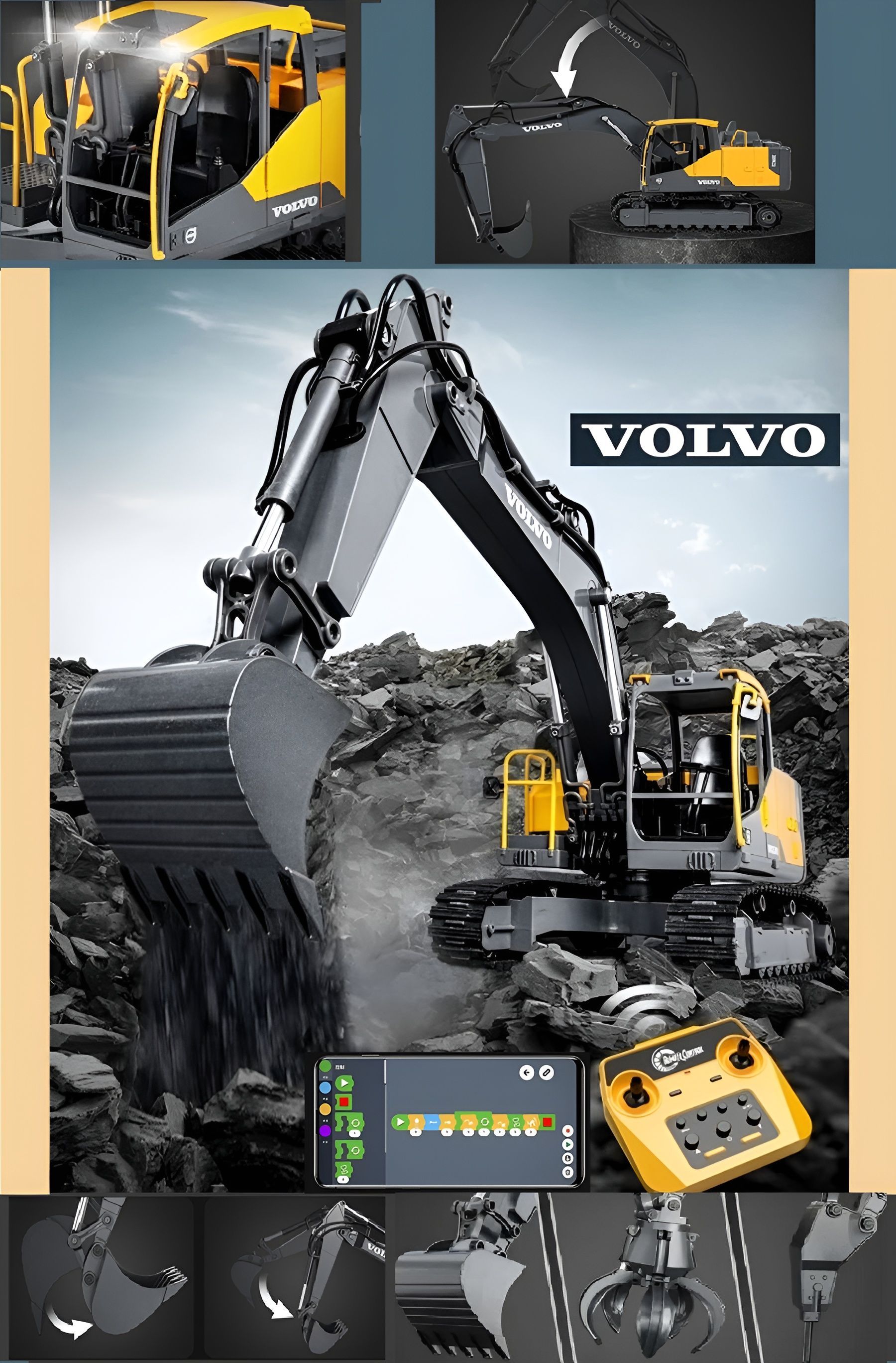 Радиоуправляемый-программируемый экскаватор Double Eagle Volvo EC160E ...