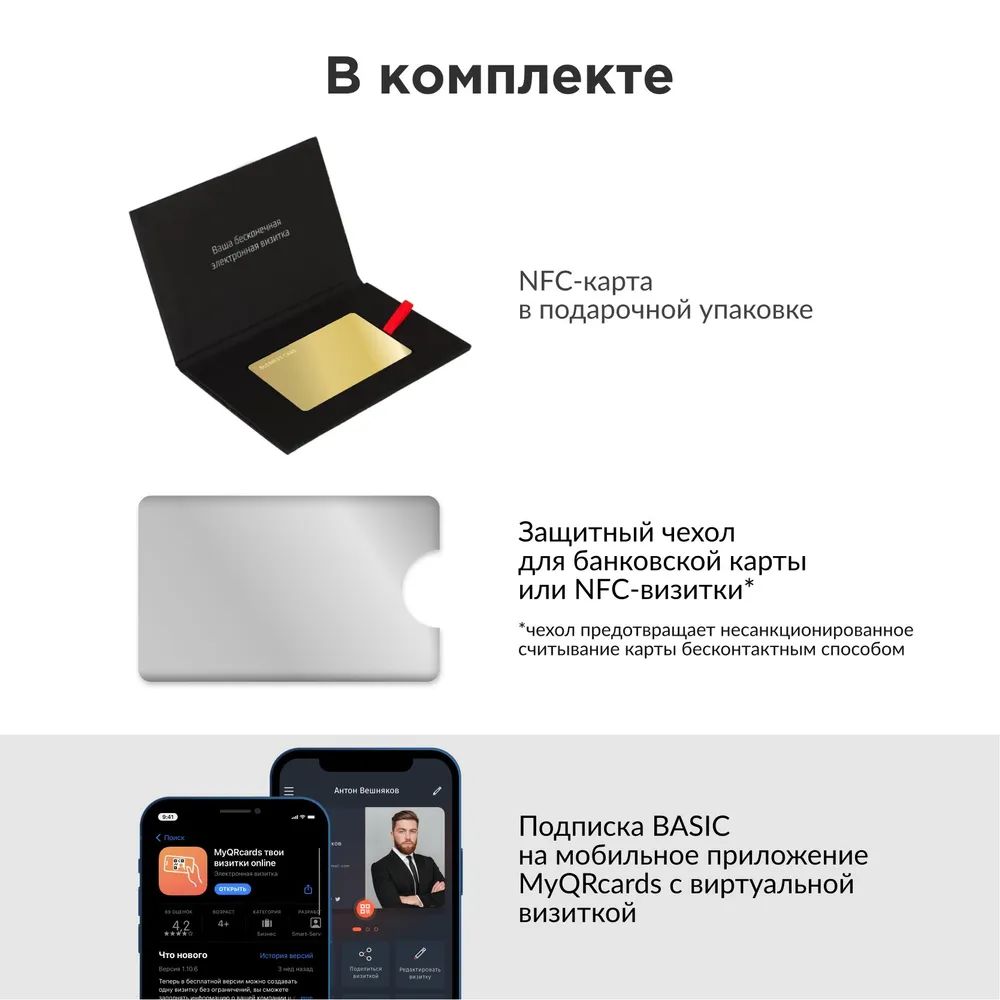 Электронная цифровая визитка с QR-кодом, умная бесконтактная NFC карта ...