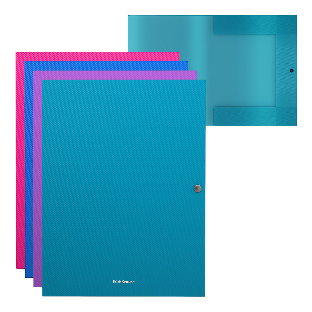 Папка на кнопке пластиковая ErichKrause Diagonal Vivid, с 3 клапанами ...