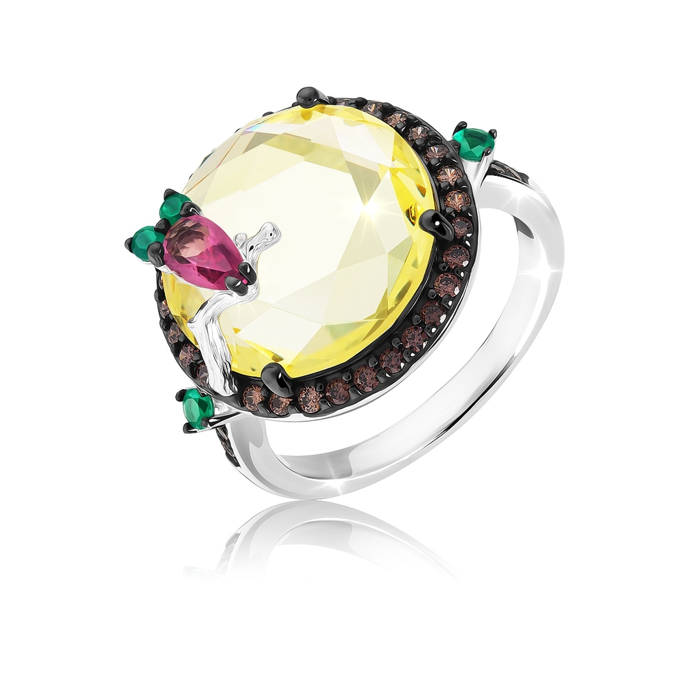 VALTERA Кольцо коктейльное / серебро 925 пробы / кубический цирконий ...