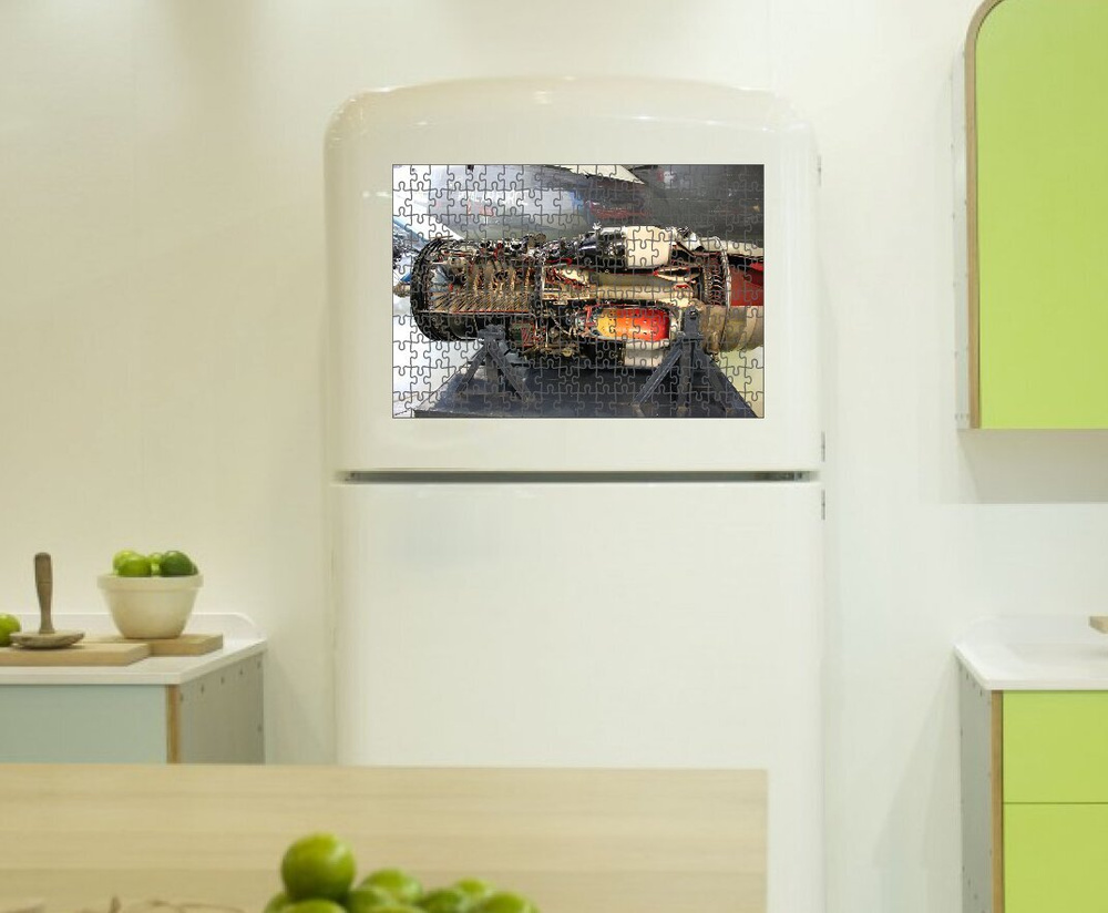 Магнитный пазл 38x26см."Двигатель, струя, внутреннее устройство" на ...