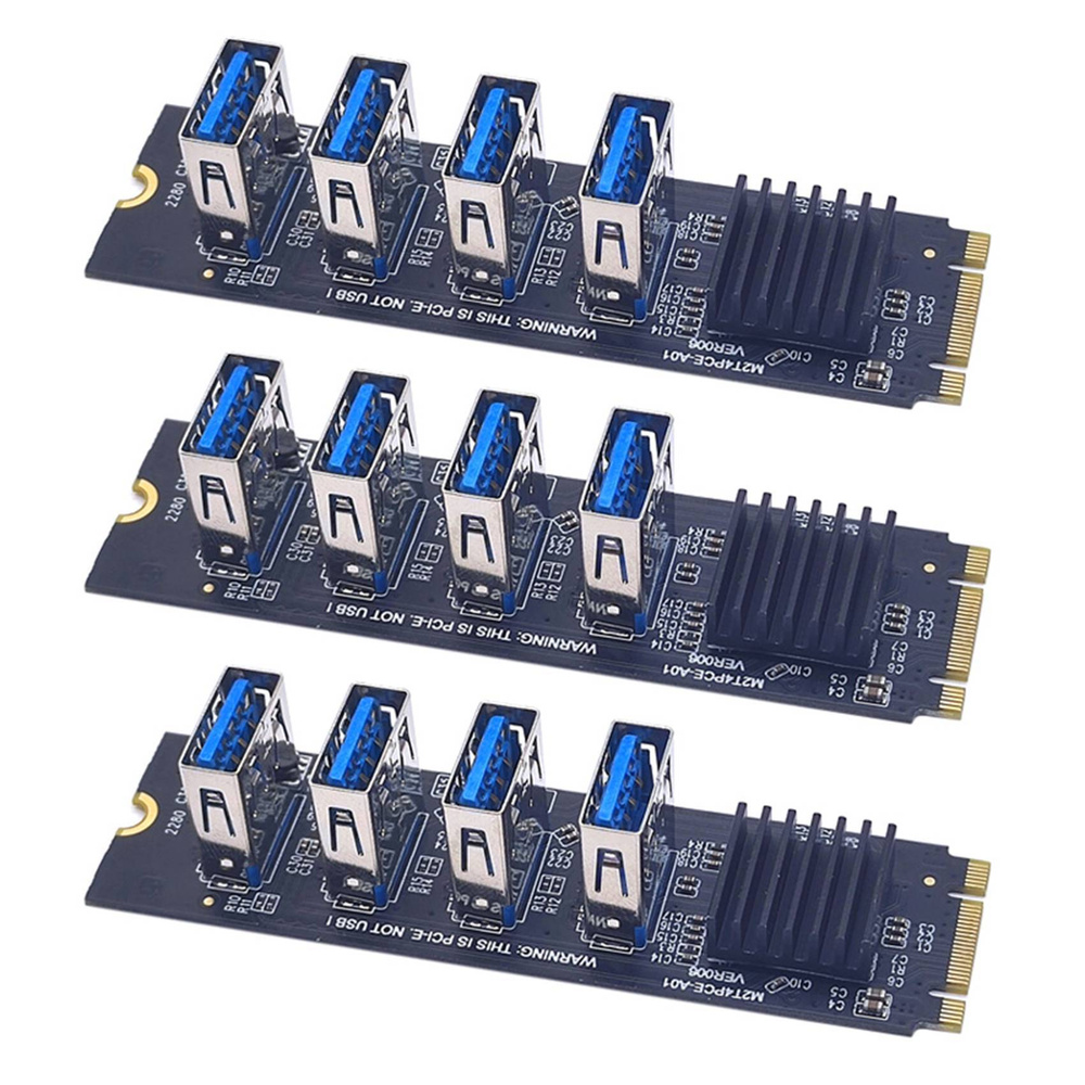3 шт. M.2 NVME KEY-M 4-портовая карта адаптера PCI-E - купить с ...