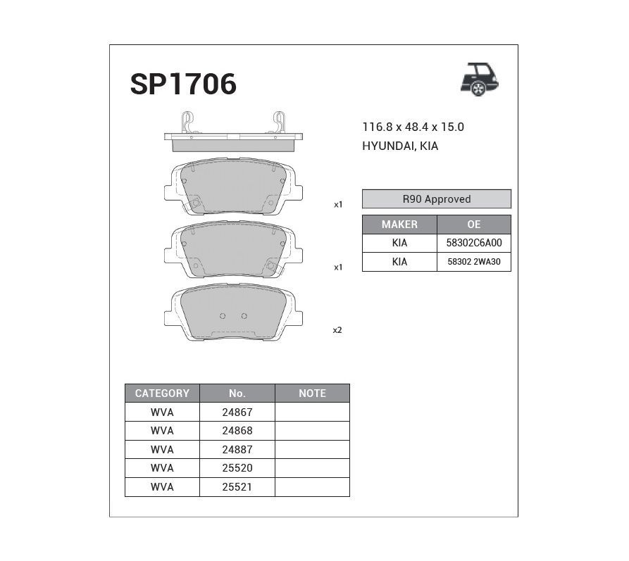 Колодки тормозные Sangsin Brake SP1706 Задние - купить по низким ценам ...