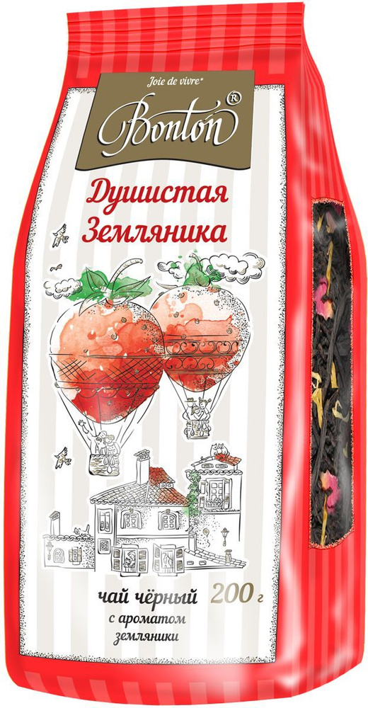 Чай черный Bonton крупнолистовой душистая земляника 200 г - купить с ...