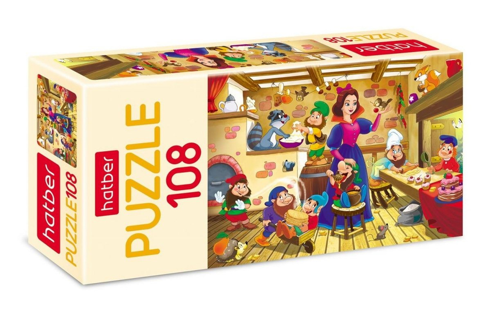 Пазлы Hatber 108 деталей, "Белоснежка и гномы" - купить с доставкой по выгодным ценам в интернет ...