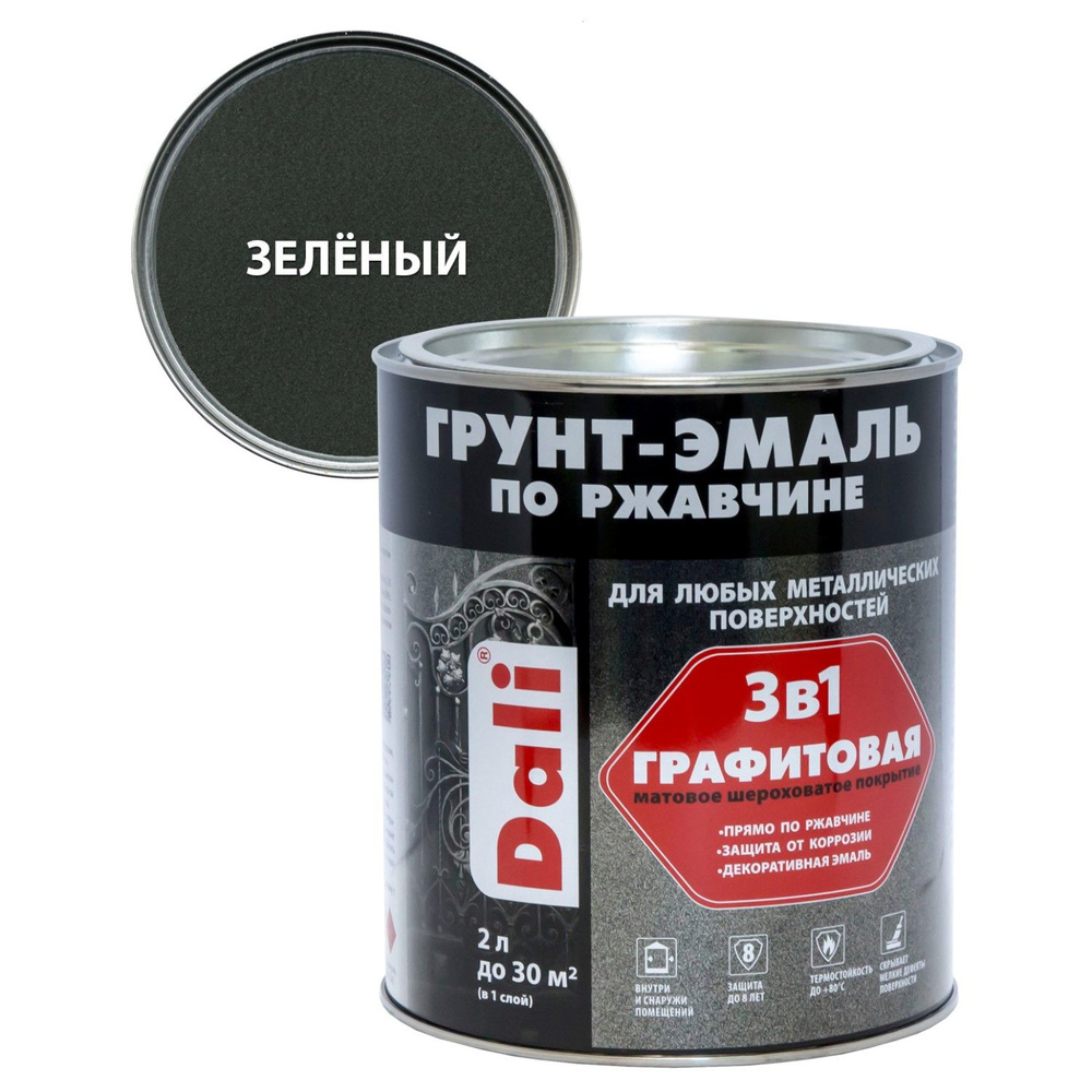 Грунт эмаль Dali по ржавчине графитовая 3 в 1 Дали Быстросохнущая
