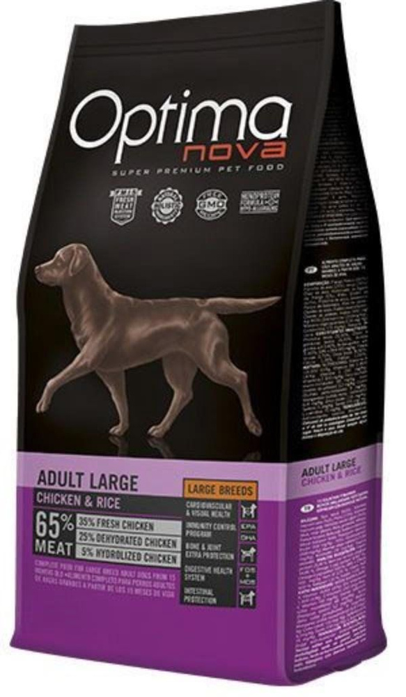 Корм сухой Optima Nova Adult Large Chicken & Rice 12 кг для взрослых собак крупных пород (курица ...