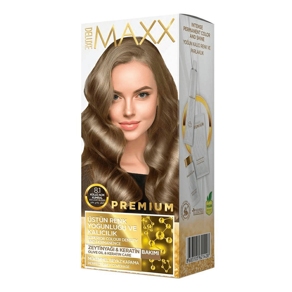 MAXX DELUXE PREMIUM Набор для окрашивания волос HAIR DYE KIT 8.1 ...