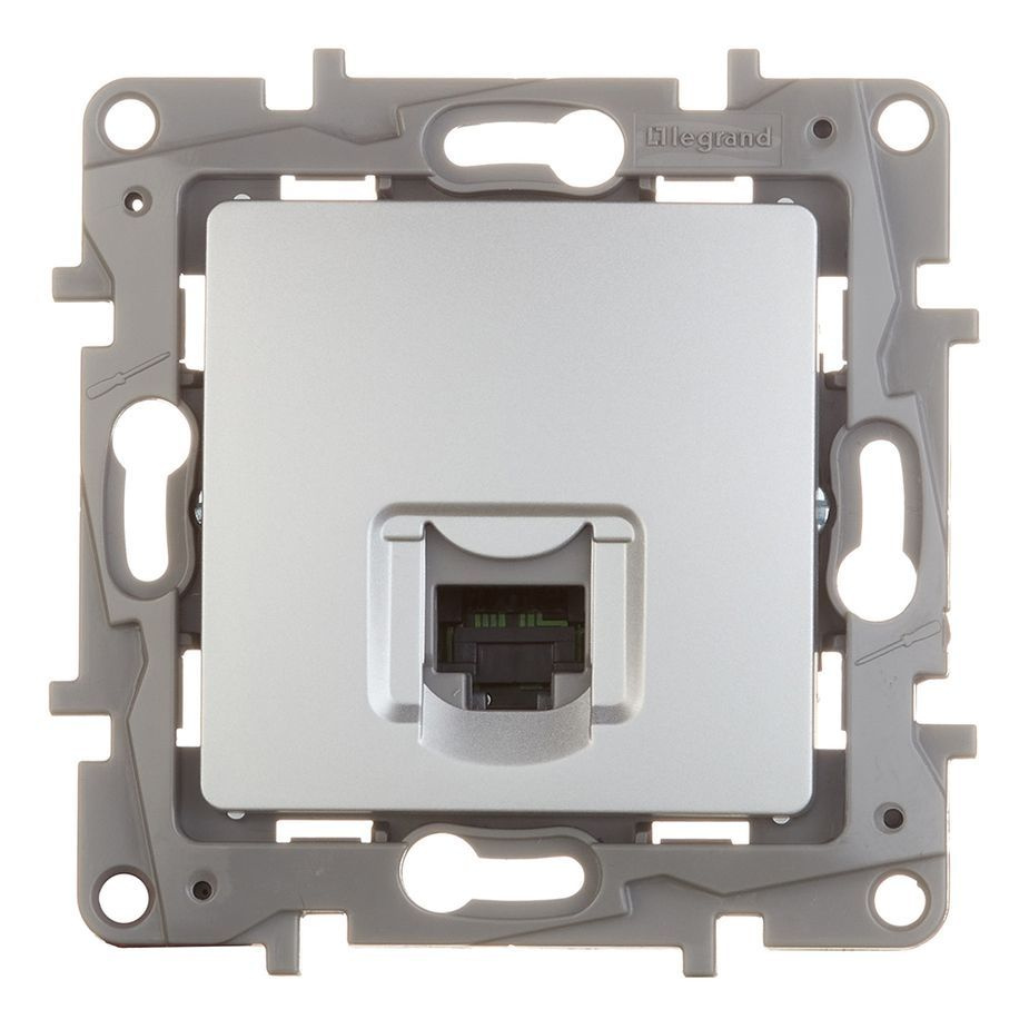 Розетка компьютерная Etika 672441 скрытая установка алюминий один модуль Rj45 Cat 5е Utp