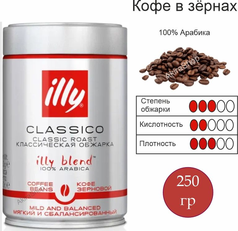 Кофе в зернах, illy Classico, Арабика, 250 гр. Италия - купить с ...