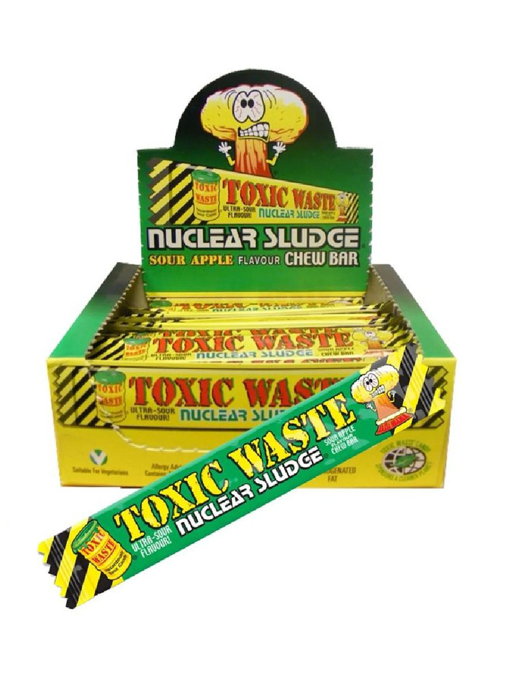 Toxic Waste Nuclear sludge жевательная конфета с яблоком блок, 50 шт по ...