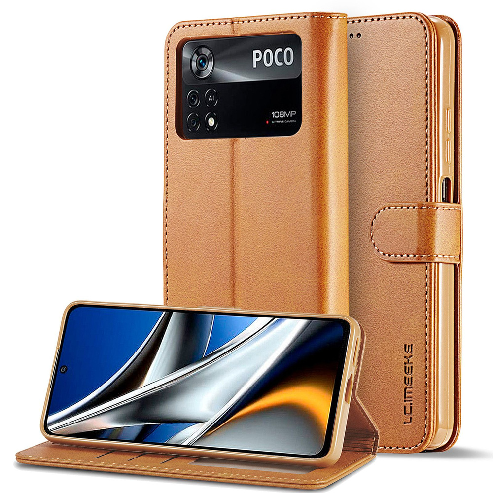 LCIMEEKE Кожаный книжка чехол для Xiaomi Poco M4 Pro 4G / Сяоми Поко М4 ...