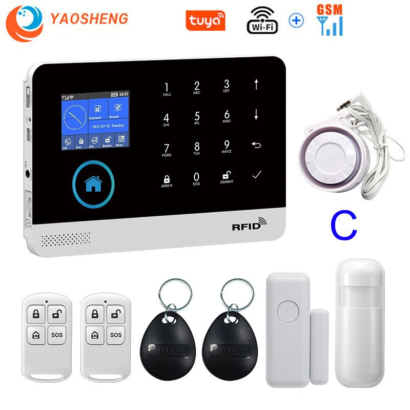 Беспроводная домашняя сигнализация Tuya умный дом WIFI GSM охранная ...
