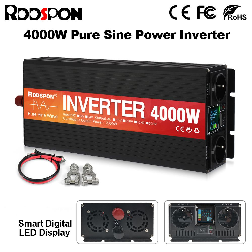 Чистый синус Автомобильный инвертор преобразователь 12В ...