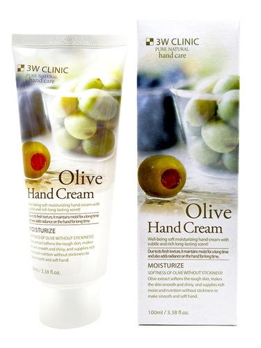 3W Clinic Крем для рук корейский увлажняющий с экстрактом оливы ...