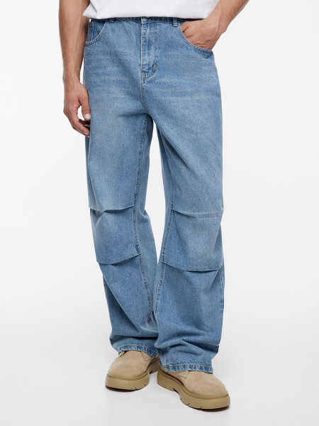 Джинсы Мужской Befree темно-синий Джинс, размер 46 прямой Молния Средняя Рюши, рост 176 Китай На ...