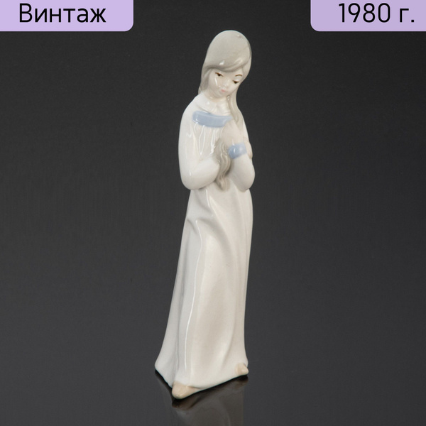 Статуэтка винтажная Девушка расчесывает волосы, Porman, фарфор, роспись ...