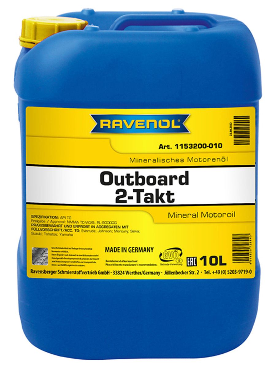 Масло моторное RAVENOL Outboard 2T Минеральное 10 л 1153200-010-01-999 ...