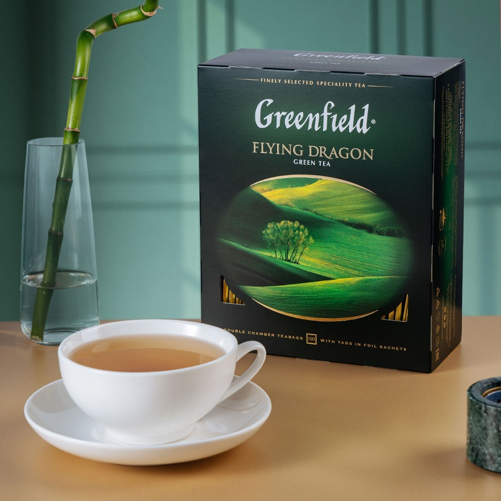 Зеленый чай в пакетиках Greenfield Flying Dragon 100 шт купить с