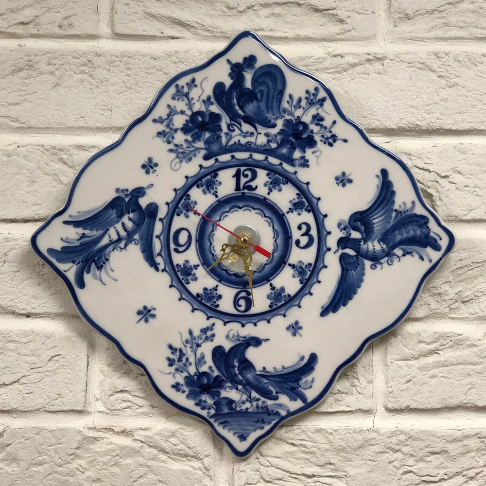 Часы настенные "Птицы" 26х26х2 см гжель ручная работа - купить по ...