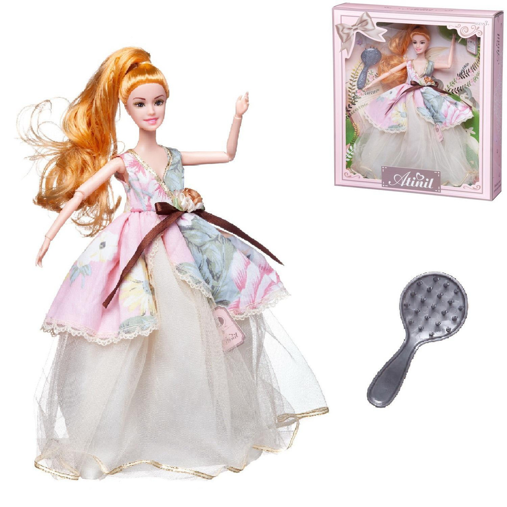 Кукла Junfa Atinil Весенняя свежесть в длинном платье (розовый с цветами верх и белоснежный ...