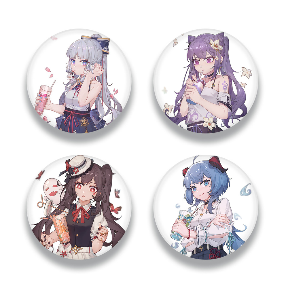 Набор значков 37мм Геншин Импакт (Genshin Impact) - Аяка, Кэ Цин, Ху ...