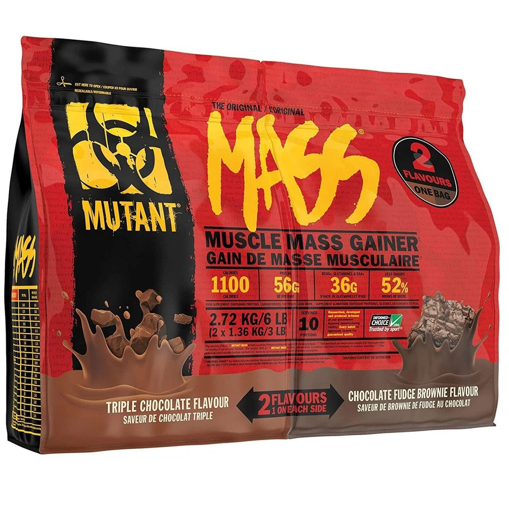 Гейнер Mutant Mass 6 lb 2720 г, Тройной шоколад - Брауни - купить с ...