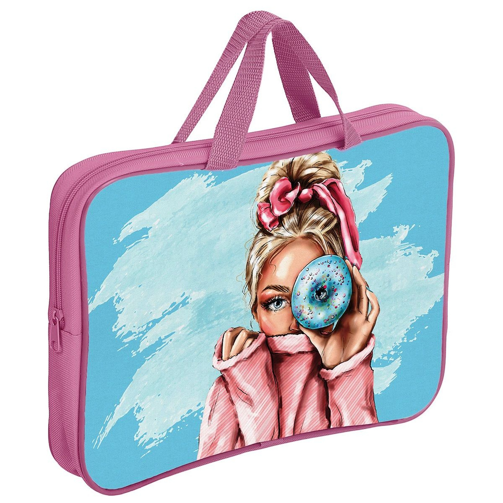 Папка для художника А3 "Girl" 34*46*8 см, Тканевая с ручками на молнии ...