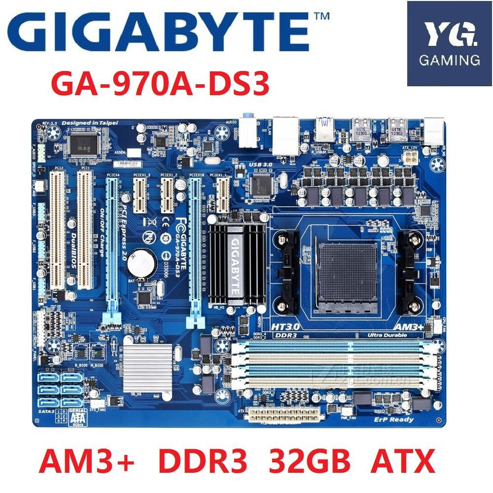 Original motherboard Gigaby GA-970A-DS3 DDR3 Socket AM3+ 970A-DS3 USB3 ...