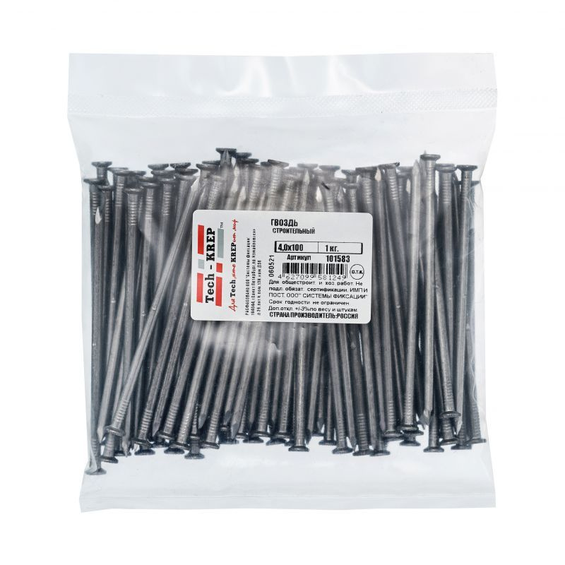 Гвозди 4 x 100 мм 1 кг Tech-KREP купить по низкой цене в интернет-магазине OZON (1045579879)