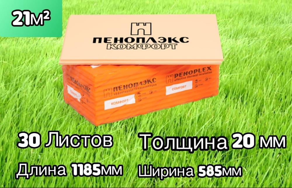 Утеплитель Пеноплэкс Комфорт 20 мм (экструдированный пенополистирол ...