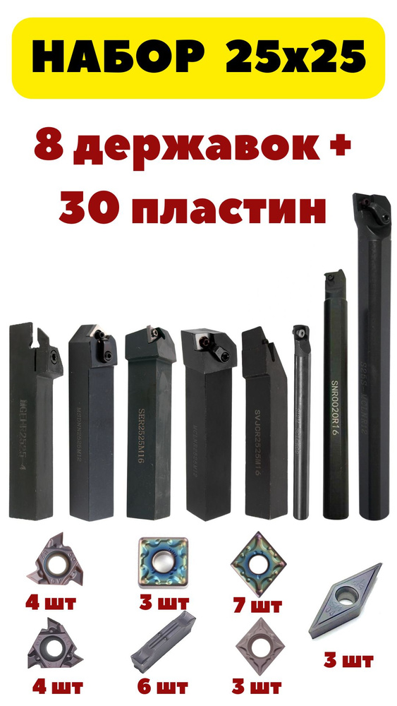 Набор резцов токарных по металлу 25х25 мм купить по низкой цене в ...