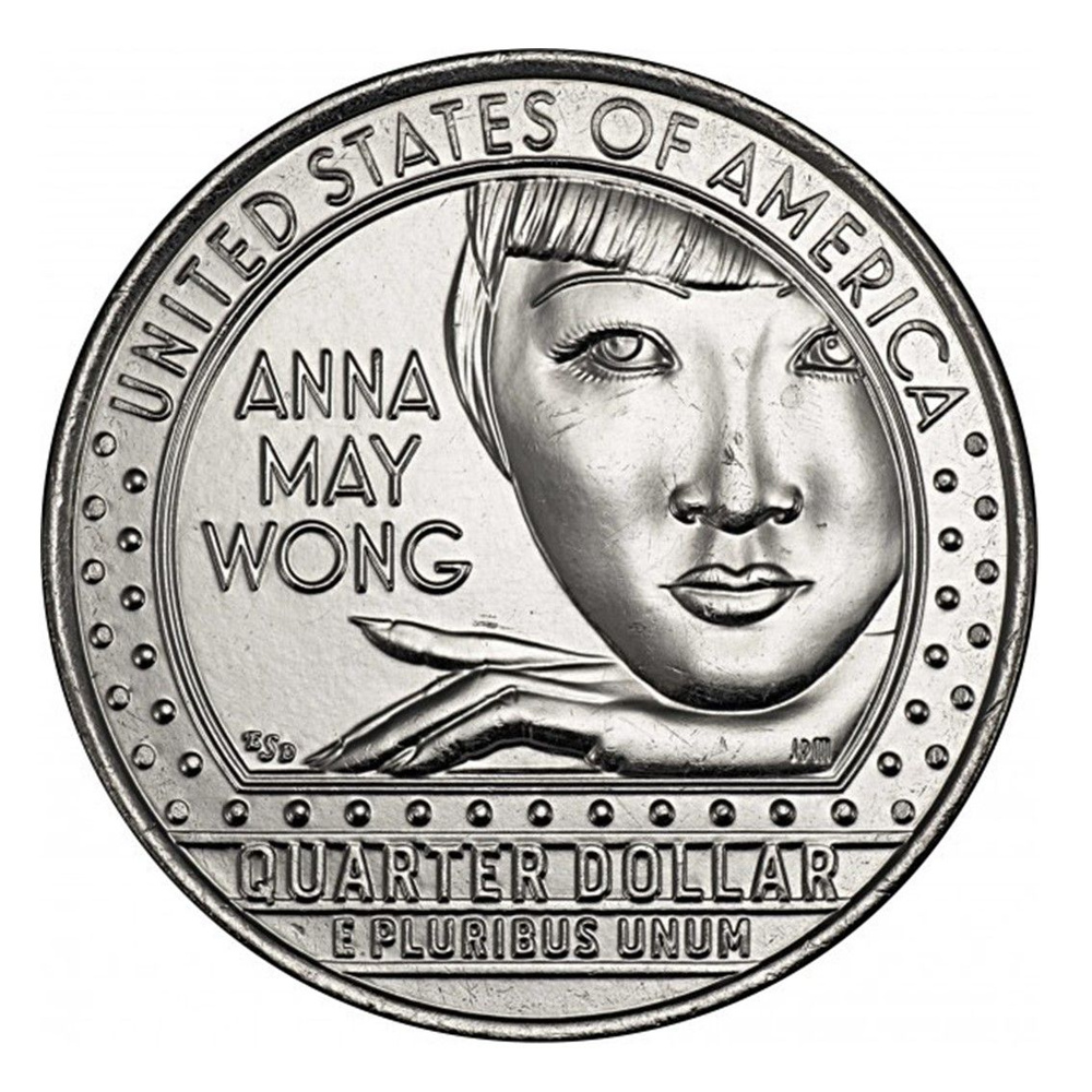 Юбилейная монета США 25 центов 2022 г. Анна Мэй Вонг - Женщины Америки ...