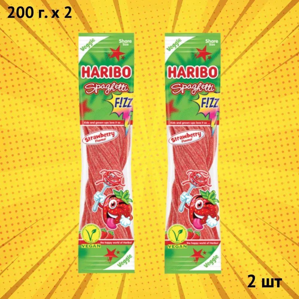 Мармелад жевательный клубничный Haribo Strawberry Spaghetti (Made in SPAIN) 200 гр. х 2 шт ...