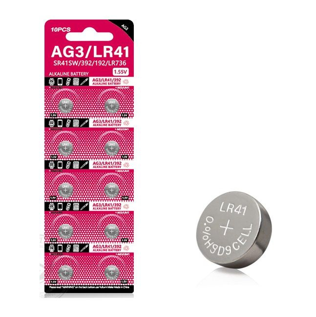 Батарейки щелочные LR41 (AG3) 1.55V, 40 mAh, уп. 10 шт. для часов ...