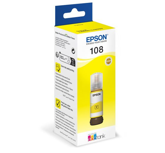Расходник для печати Epson Контейнер с чернилами №108 (желтый), 70 мл ...