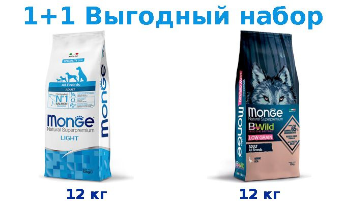 Сухой корм Взрослые, Monge Dog Speciality Light Salmon & Rice лосось ...