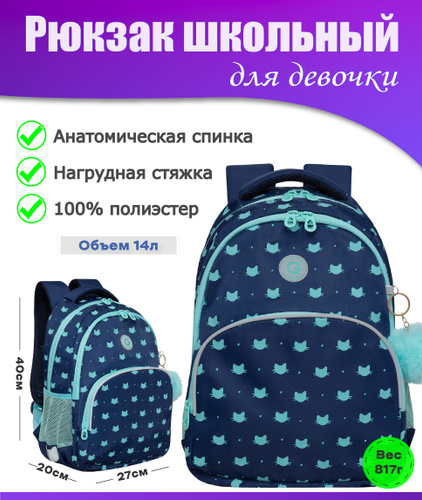 Рюкзак школьный для девочки подростка, с ортопедической спинкой, для ...
